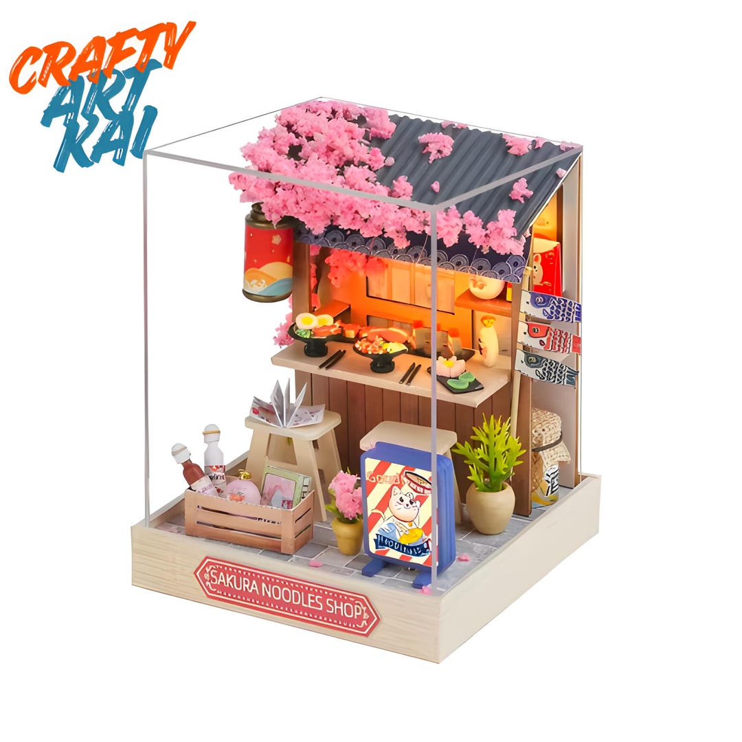 Sakura Noodle Shop DIY Miniature Dollhouse Kit With Light, Japanese ...