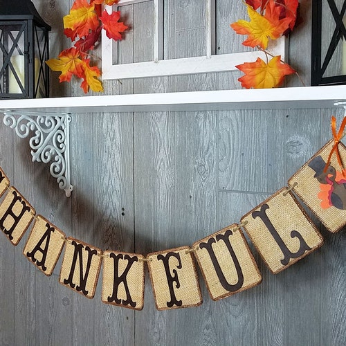 Burlap Thanksgiving Banner With Turkeys Cute Thanksgiving | Etsy