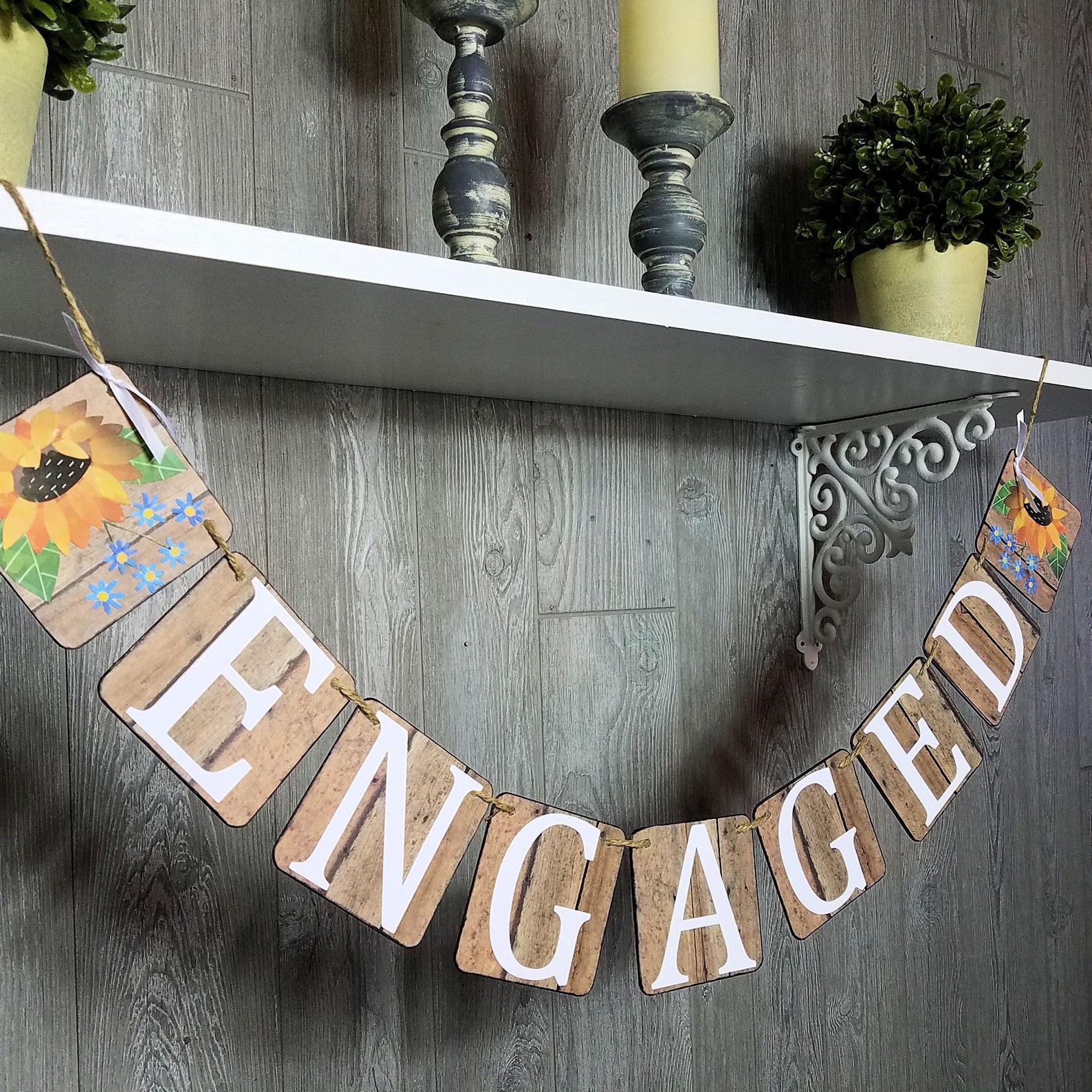 Sunflower Engaged Banner Wood Look Chipboard Banner | Etsy
