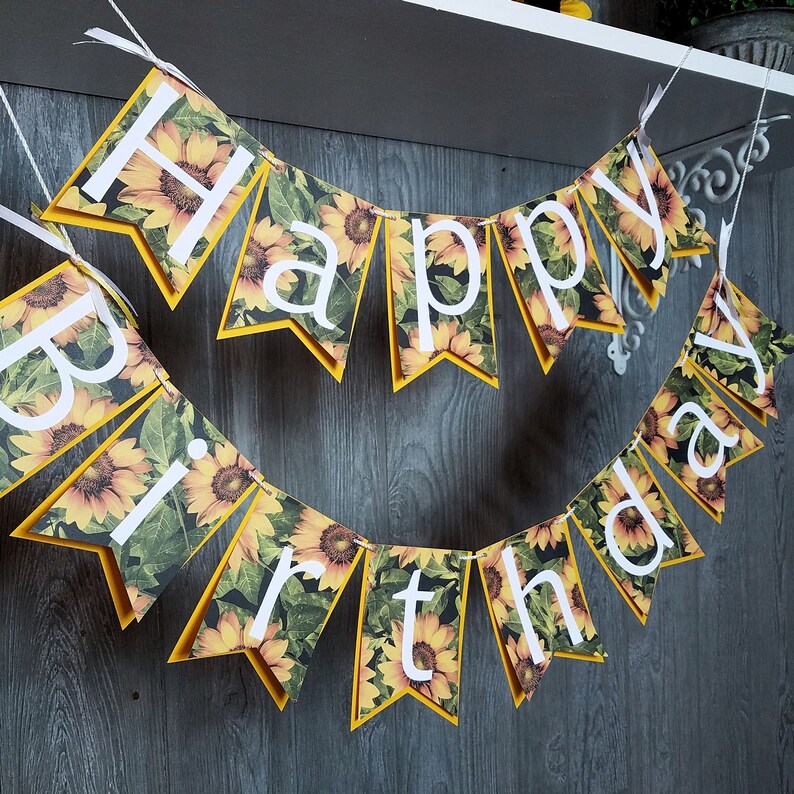 Sunflower Happy Birthday Banner Summer Birthday Personalized - Etsy