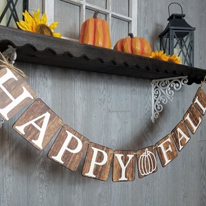 Happy Fall Banner, Rustic Happy Fall Sign, Fall Home Decor Ideas , Fall ...