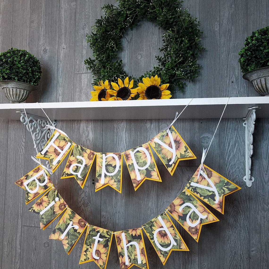 Sunflower Happy Birthday Banner Summer Birthday Personalized - Etsy
