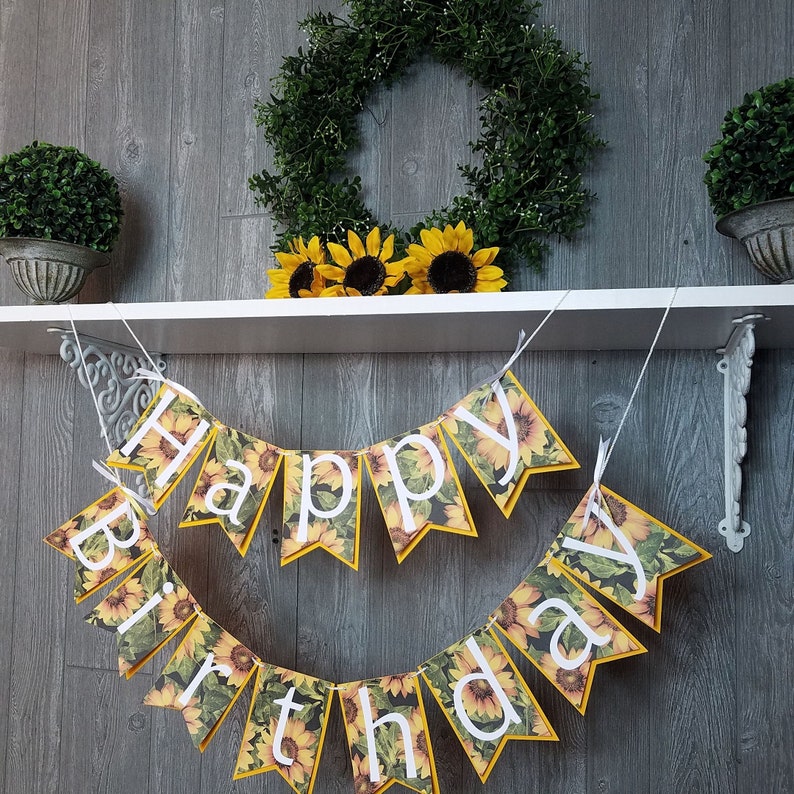 Sunflower Happy Birthday Banner Summer Birthday Personalized - Etsy