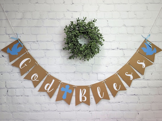 Personalized God Bless Banner For Boy, Baby Dedication, Christening ...