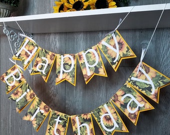 Sunflower Happy Birthday Banner - Etsy