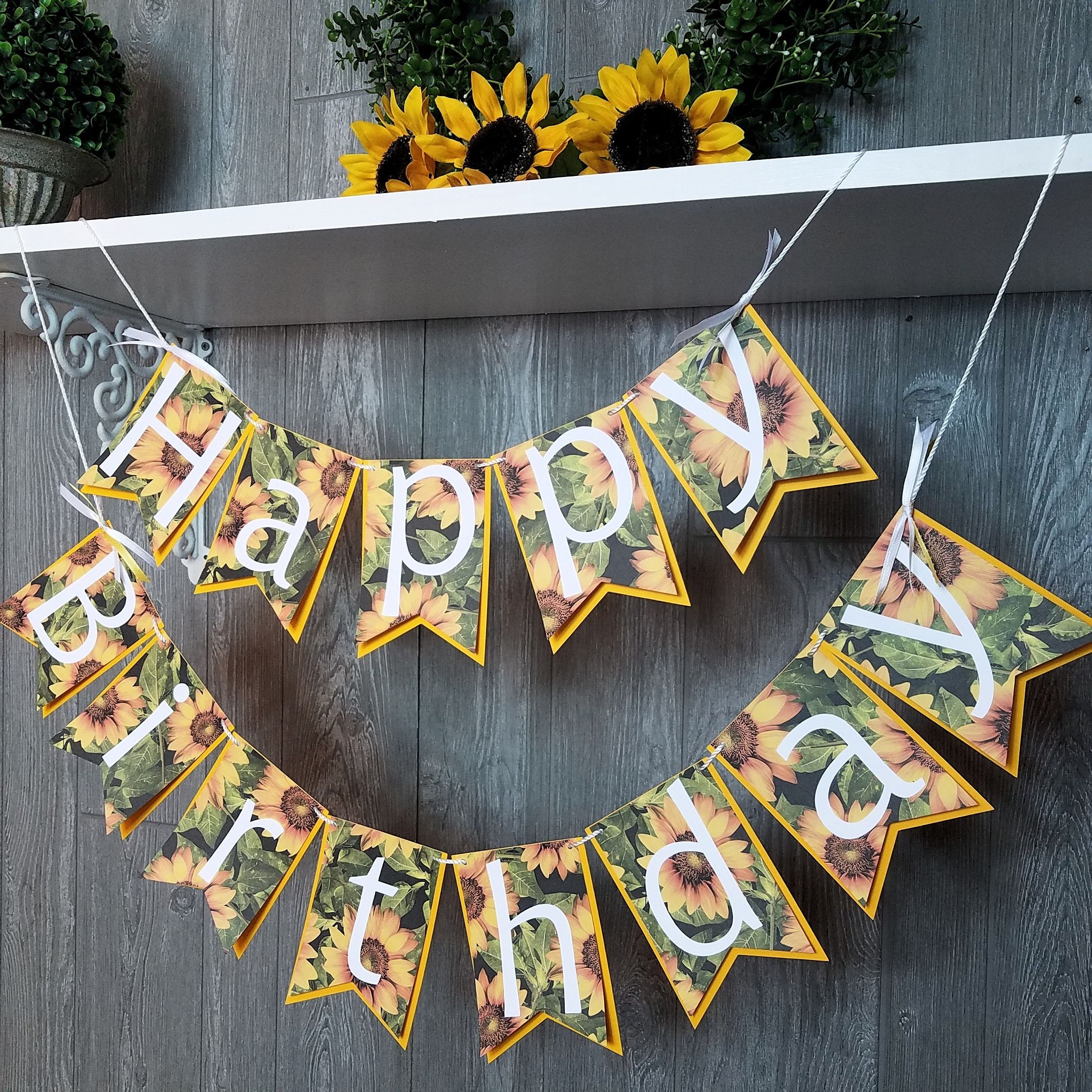 Sunflower Happy Birthday Banner Summer Birthday Personalized | Etsy