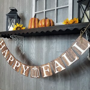 Happy Fall Banner, Rustic Happy Fall Sign, Fall Home Decor Ideas , Fall ...