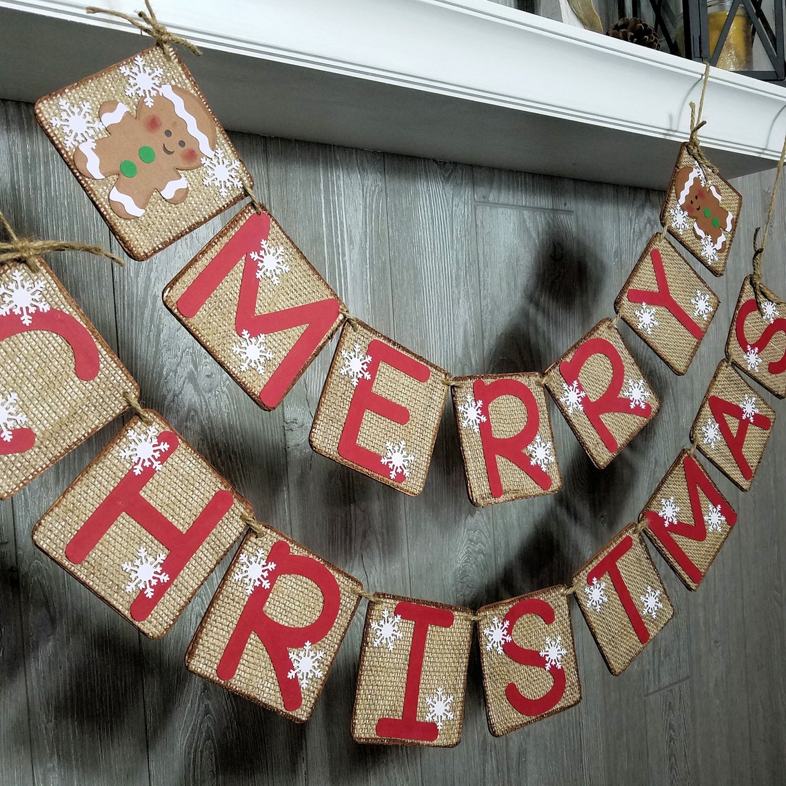 Gingerbread Christmas Banner Gingerbread Men Sign Merry | Etsy