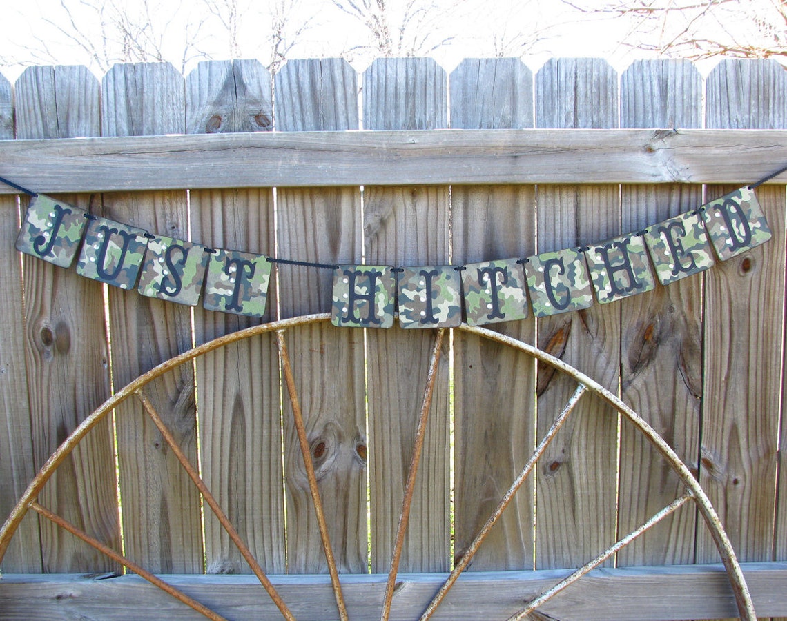 Just Hitched Camo Banner Outdoorsman Wedding Decor Hunter | Etsy
