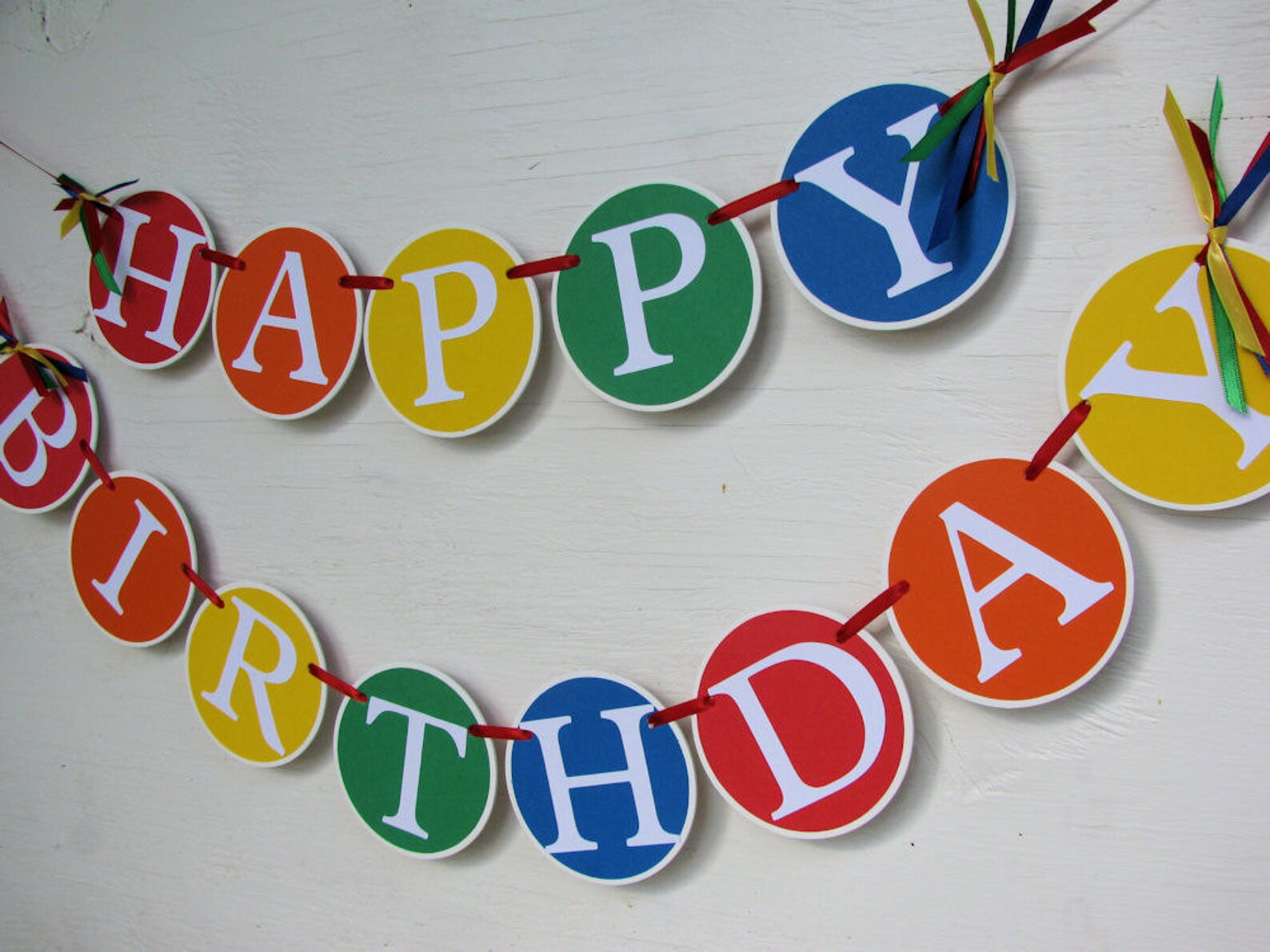 Happy Birthday Banner, Primary Colors Birthday Party Decorations, Multi ...