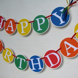 Happy Birthday Banner, Primary Colors Birthday Party Decorations, Multi ...