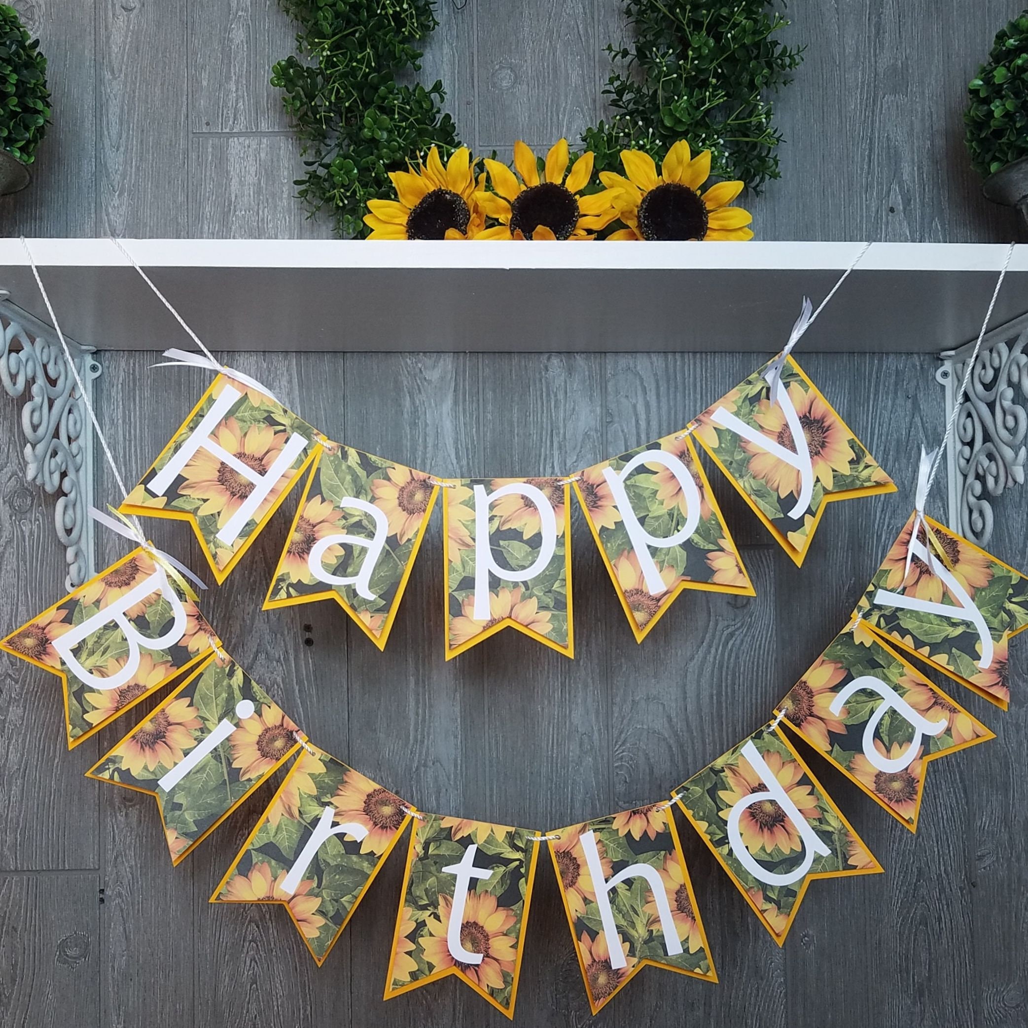 Sunflower Happy Birthday Banner Summer Birthday Personalized | Etsy