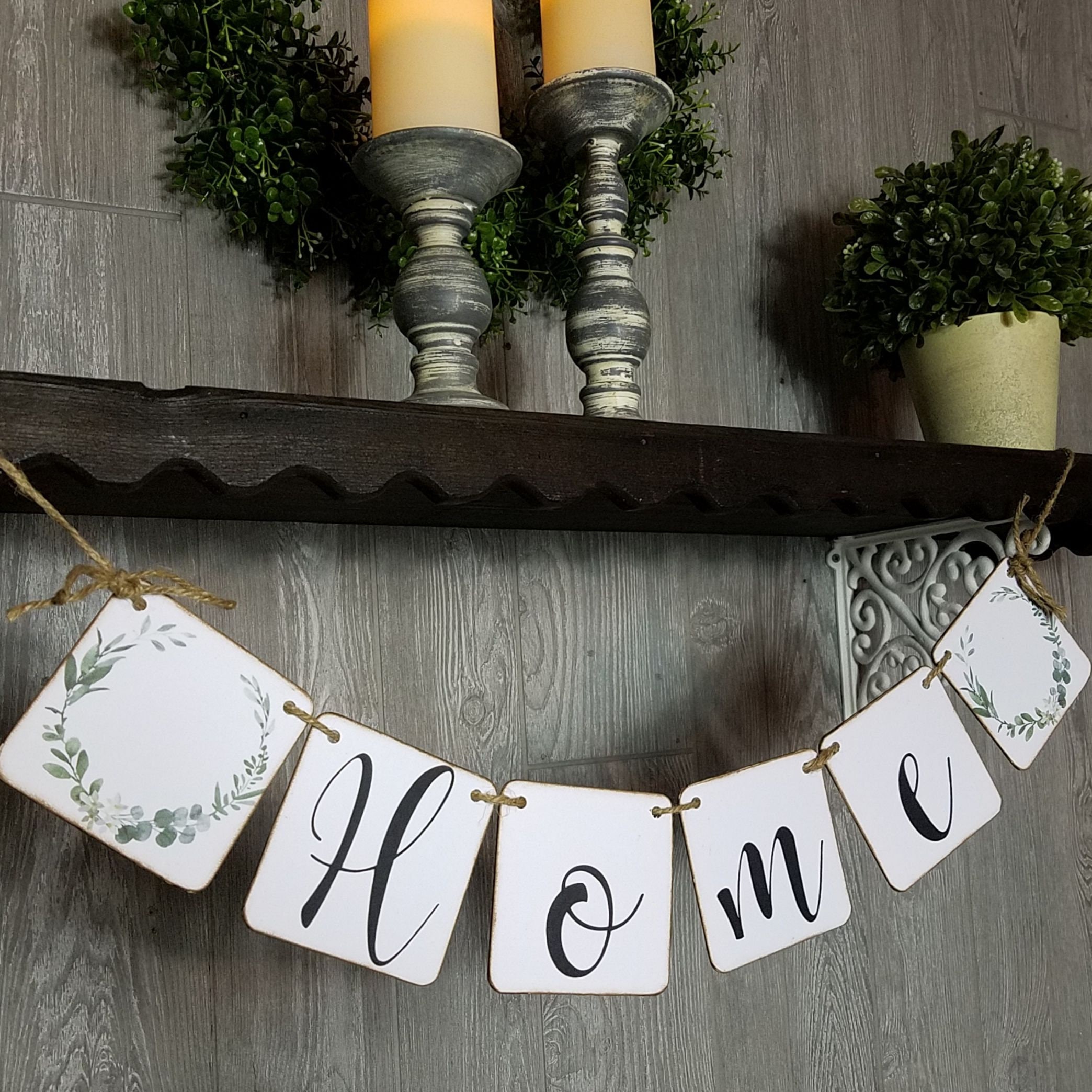 Home Banner With Wreaths Beautiful Farmhouse Home Decor - Etsy