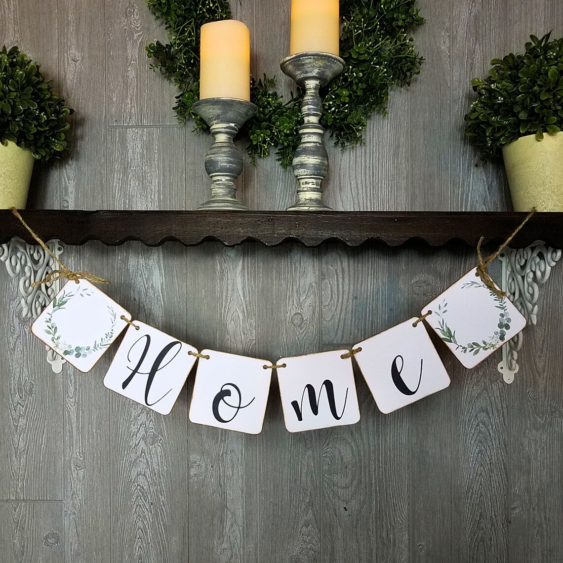 Home Banner With Wreaths Beautiful Farmhouse Home Decor - Etsy