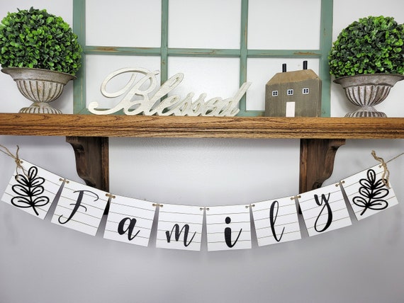 Family Banner Shiplap Wood Sign Mantle Decor Farmhouse - Etsy