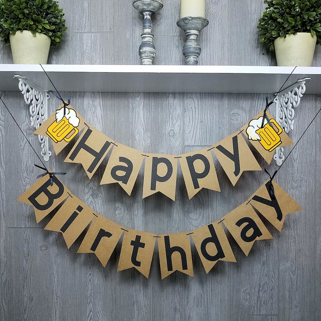 Happy Birthday Beer Banner, Beer Banner, Keg Party Decor, 30th Birthday ...