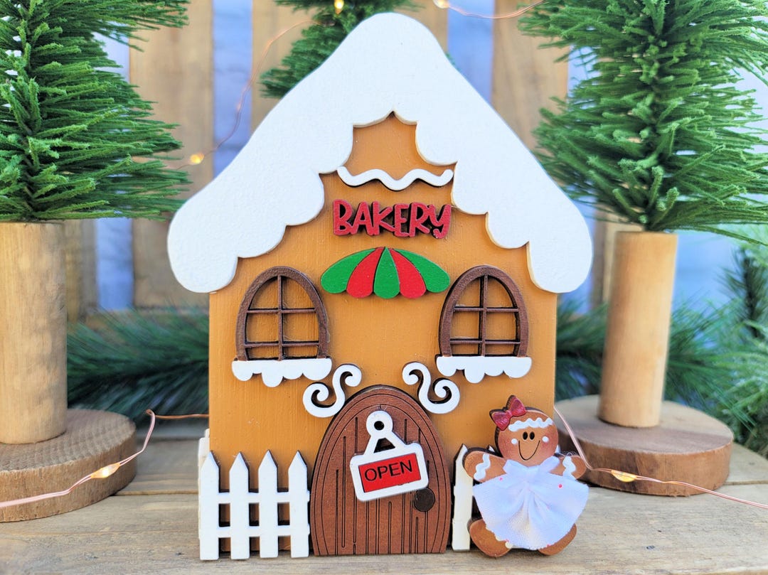Gingerbread Bakery for Tier Tray Decor, Christmas Village, Holiday ...