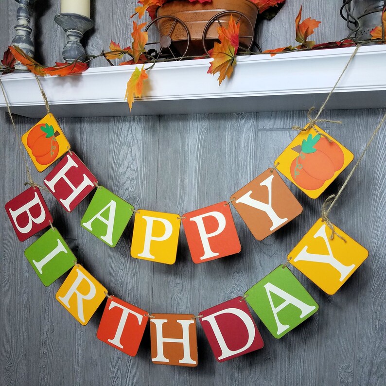 Fall Happy Birthday Banner Birthday With Pumpkins Autumn | Etsy