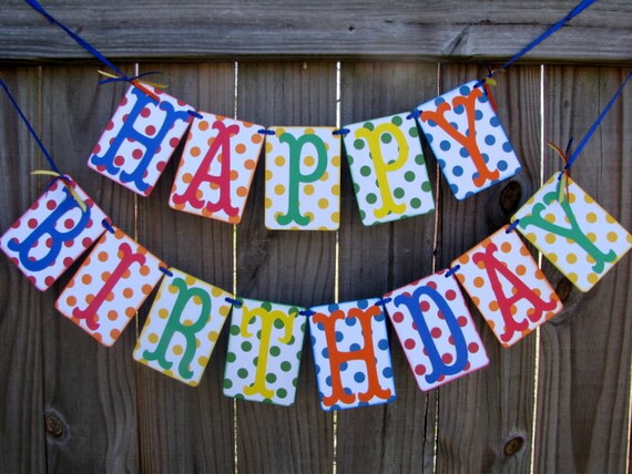Polka Dot Birthday Party Happy Birthday Banner Circus | Etsy