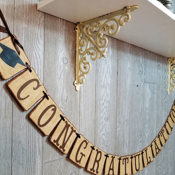 Burlap Graduation Banner, Sign, Congratulations, Congrats Banner, Add A ...
