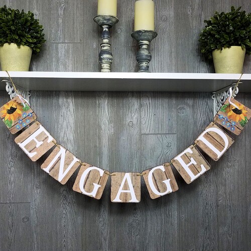 Sunflower Engaged Banner Wood Look Chipboard Banner | Etsy