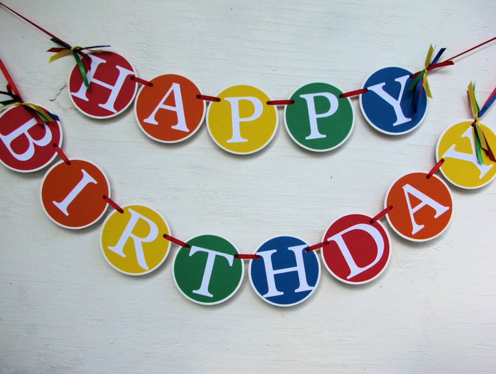 Happy Birthday Banner, Primary Colors Birthday Party Decorations, Multi ...