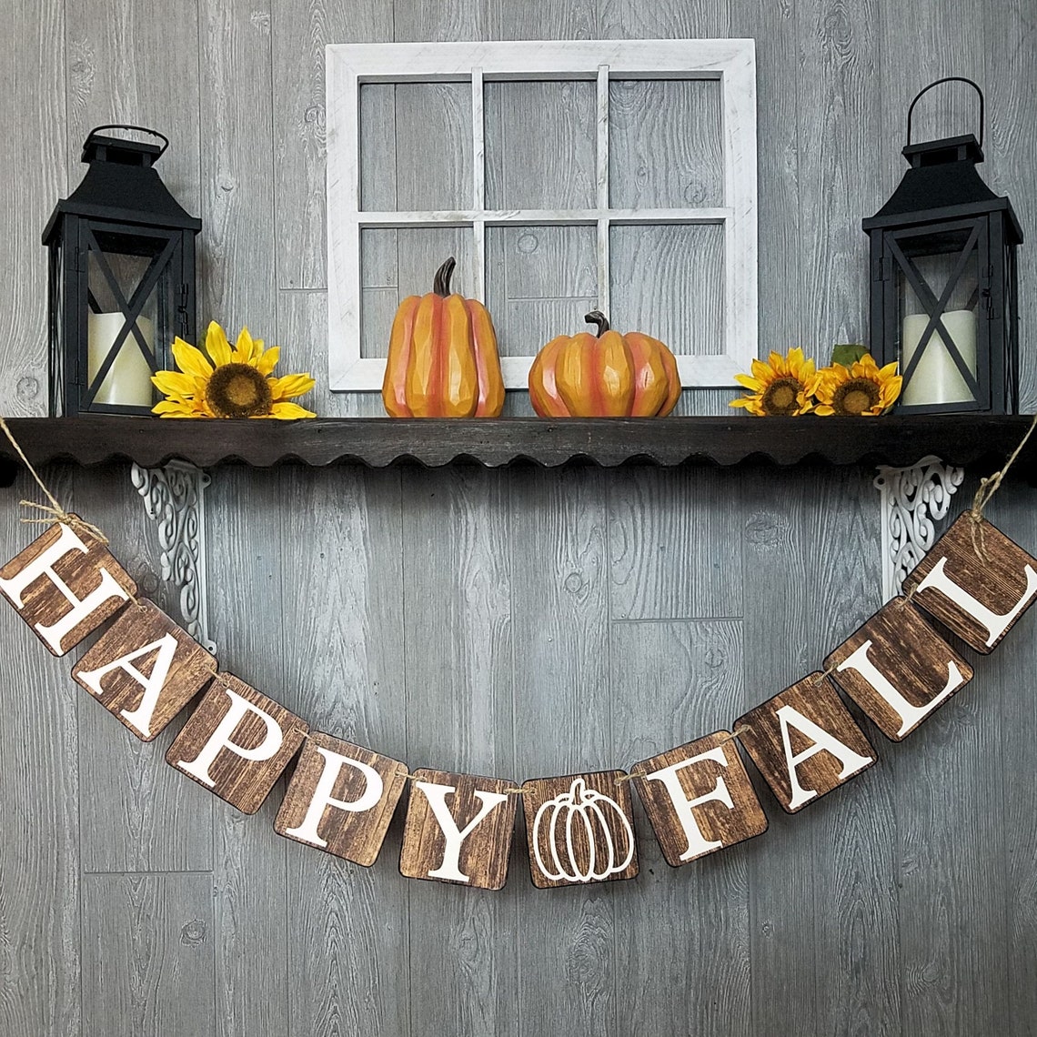 Happy Fall Banner Rustic Happy Fall Sign Fall Home Decor - Etsy