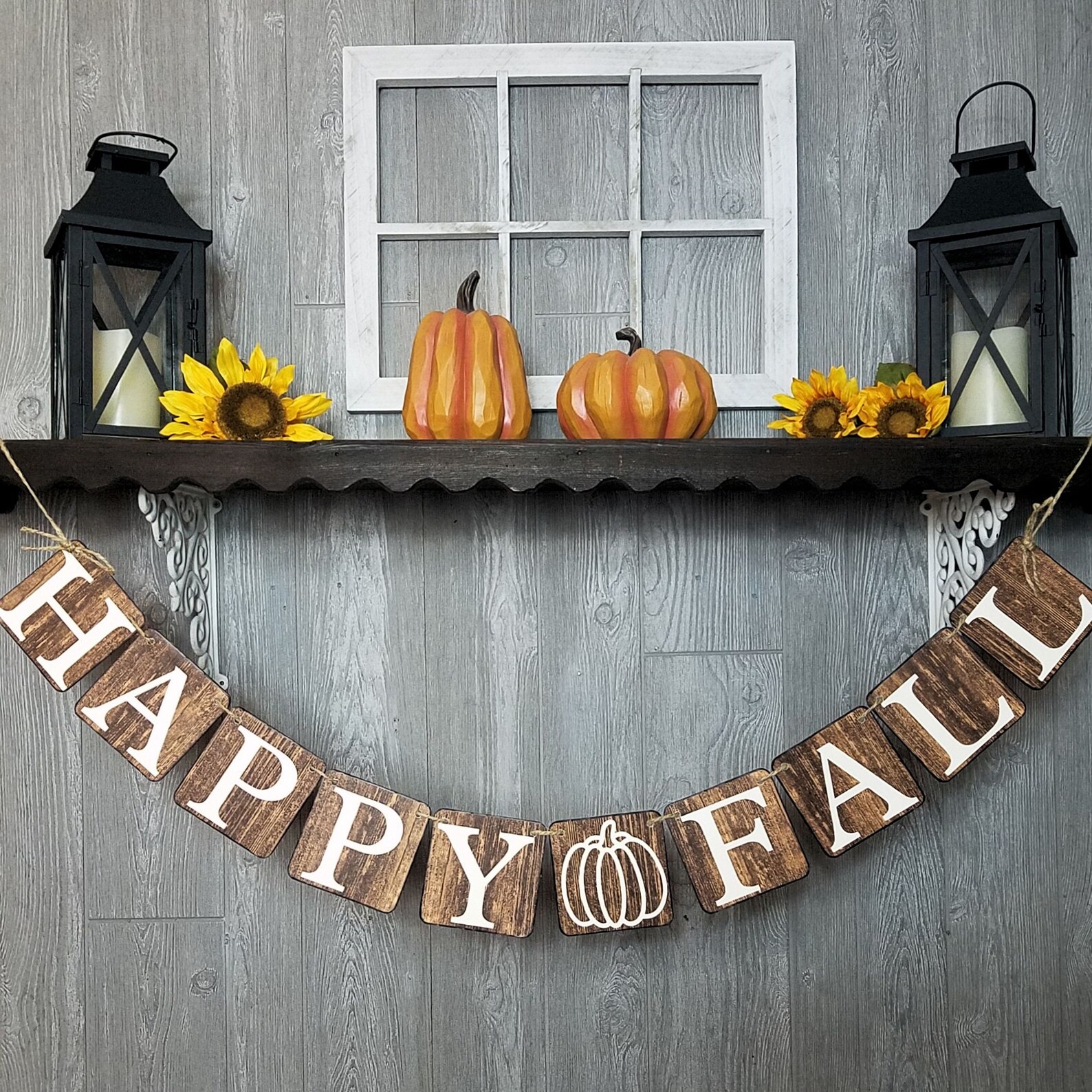 Happy Fall Banner Rustic Happy Fall Sign Fall Home Decor - Etsy