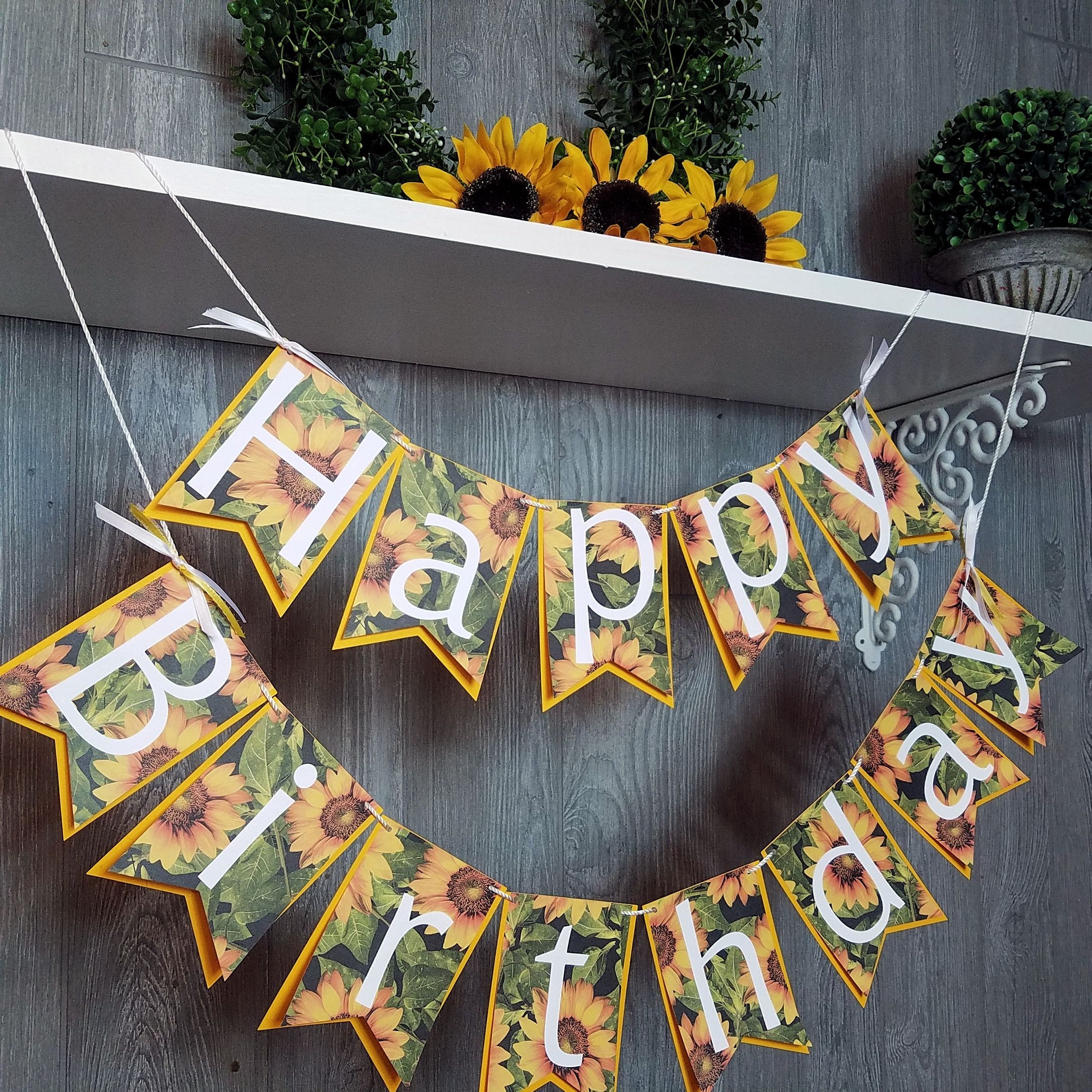 Sunflower Happy Birthday Banner Summer Birthday Personalized | Etsy
