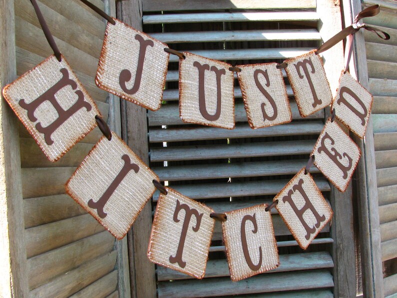 Rustic Burlap Wedding Decor Just Hitched Banner Just - Etsy