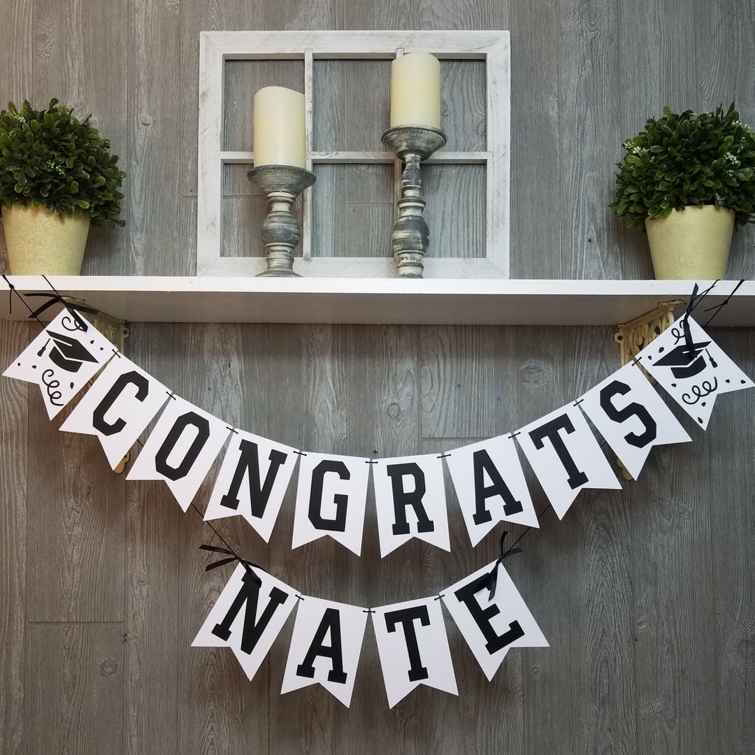 Graduation Banner, Congrats Banner, DONE, Congratulations, Black and ...