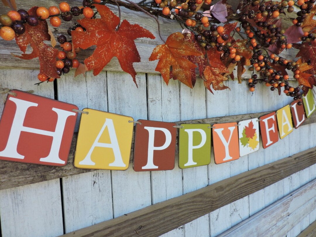 Happy Fall Home Decor Banner, as Seen in HGTV Magazine, Happy Fall Sign ...