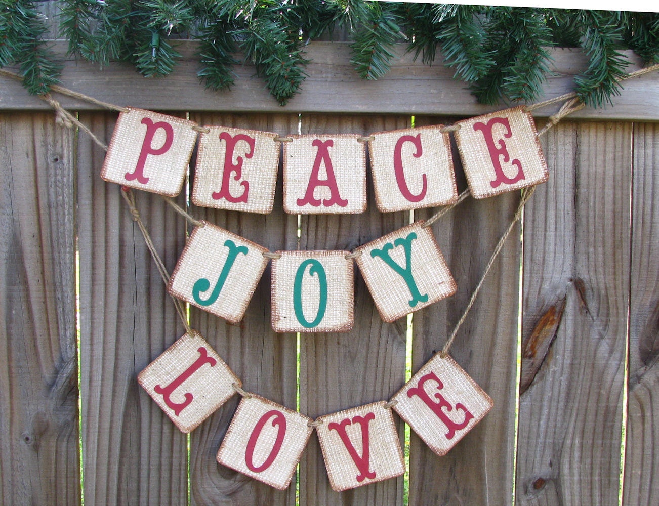 Peace Love Joy Banner Burlap Christmas Banner Holiday - Etsy