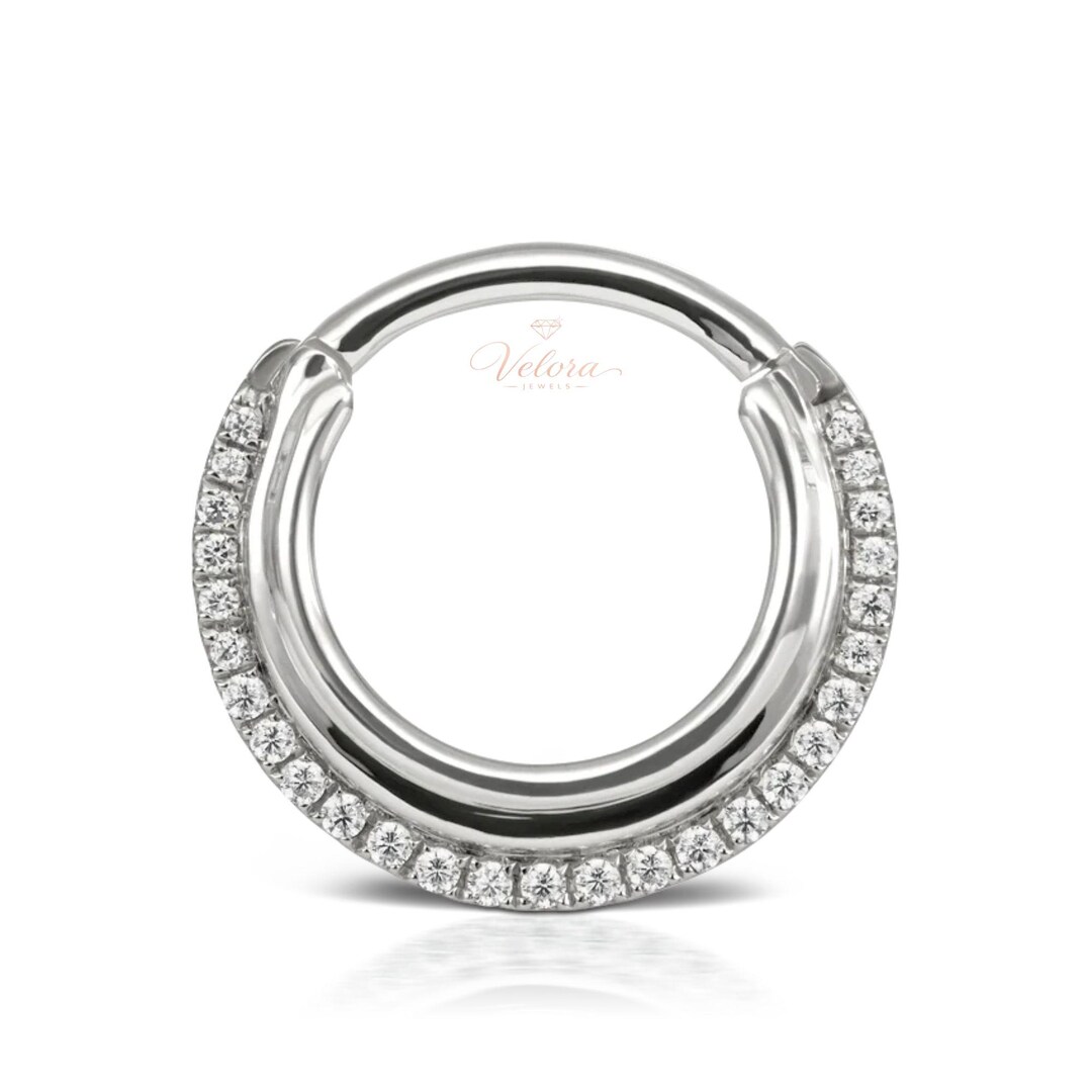 8MM 14K Solid Gold Septum Ring Lab Grown Diamond Hoop Earring for Nose ...