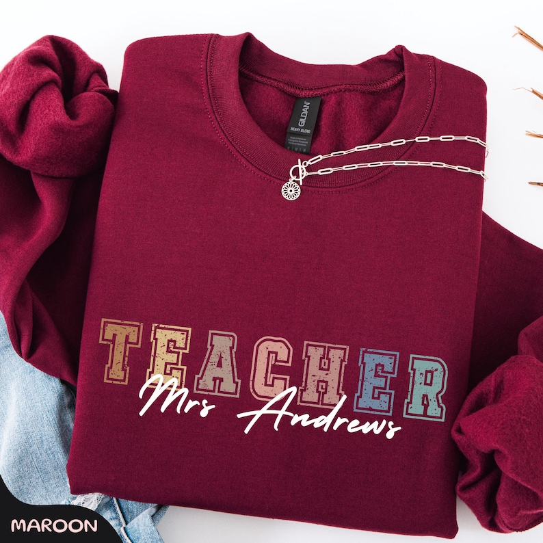 Custom Teacher Sweatshirt, Teacher Mrs Sweatshirt, Cute Teacher ...