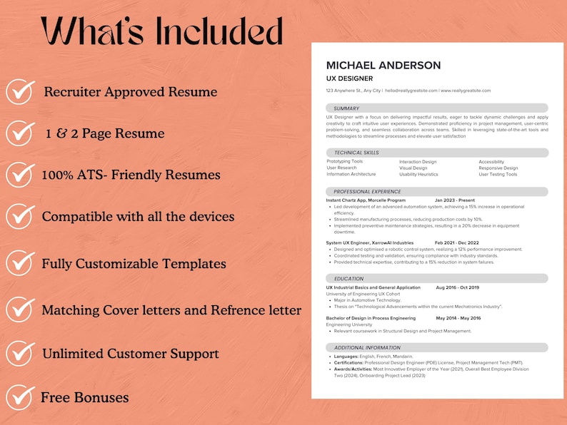 ATS Friendly Resume Template, Canva CV, Professional Job Application ...