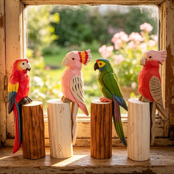Wooden Macaw Figurine - Etsy