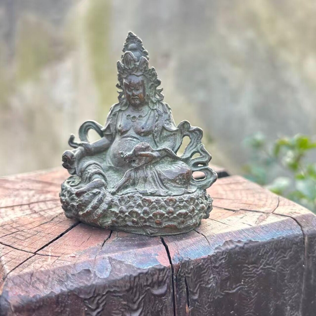 Yellow Wealth God Brass Figurine Prosperity Desktop Decor Tea Table ...