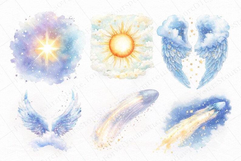 32 Celestial Clipart PNG, Watercolor Moon Stars Clipart, Galaxy Clipart ...