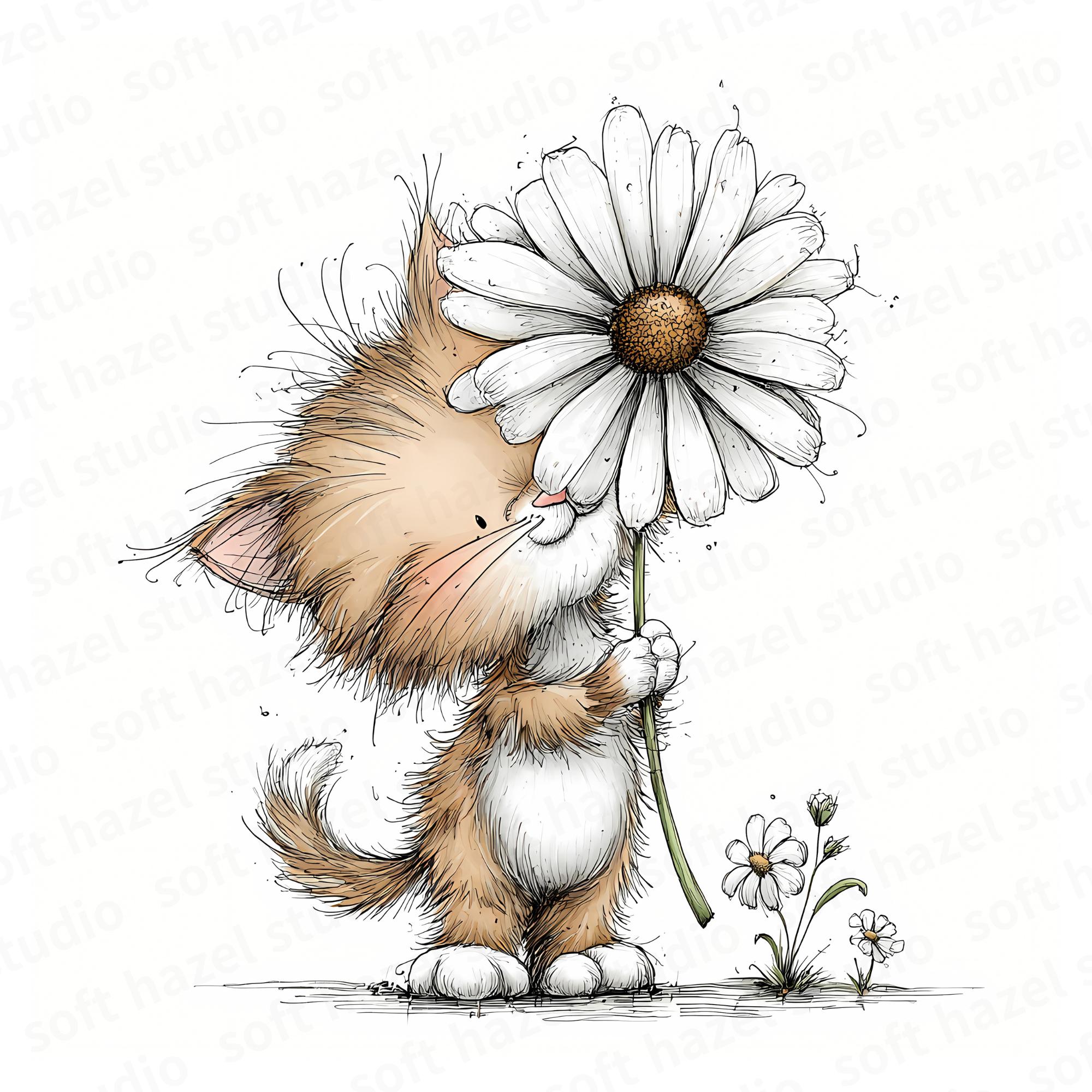 24 JPG Spring Cat Clipart Bundle Watercolor Floral Kitten Flower Crown ...