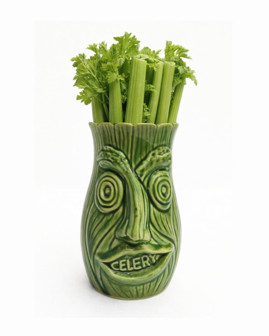 Vintage Trent Walk Pottery Celery Face Pot – Green Ceramic Vegetable ...