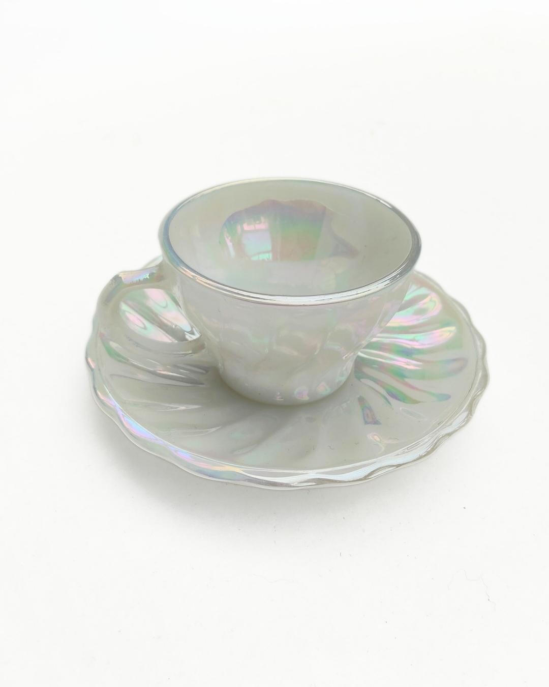 Vintage Fire King Lustreware Cup and Saucer Set - Anchor Hocking ...