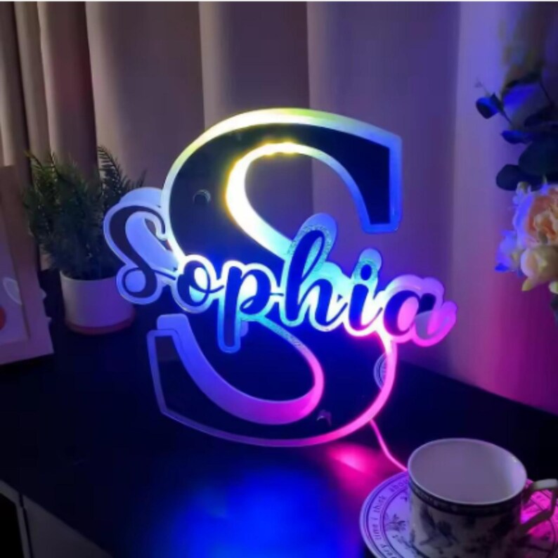 Custom Neon Sign | Personalized LED Acrylic Mirror Name Light | Letter ...