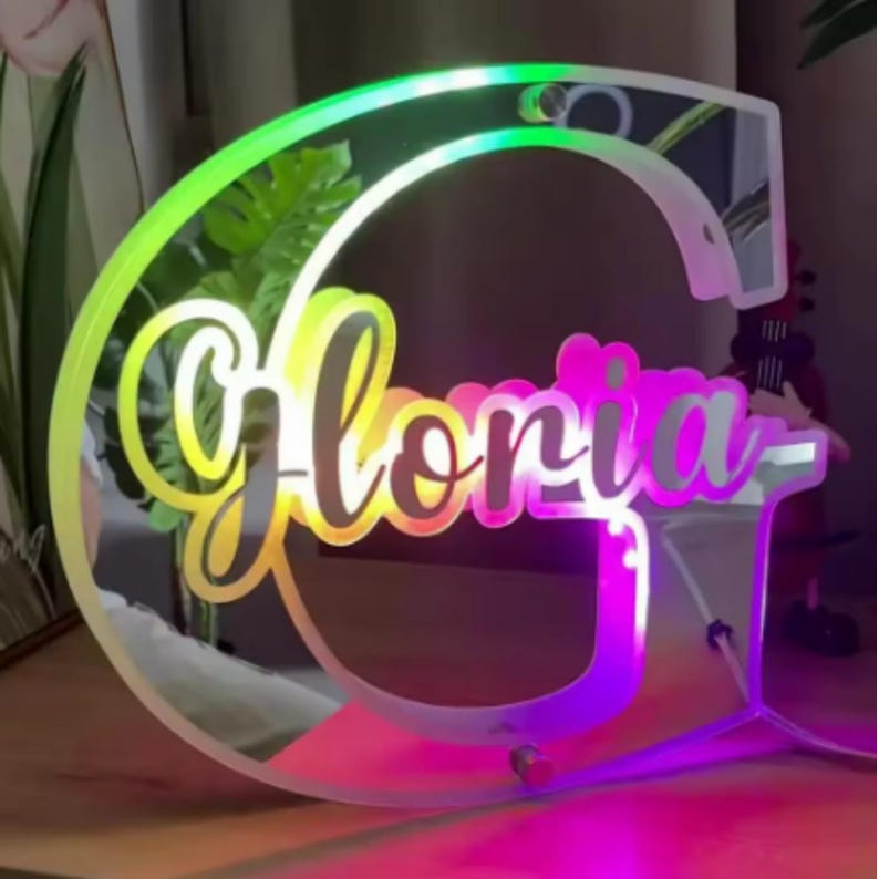 Custom Neon Sign | Personalized LED Acrylic Mirror Name Light | Letter ...