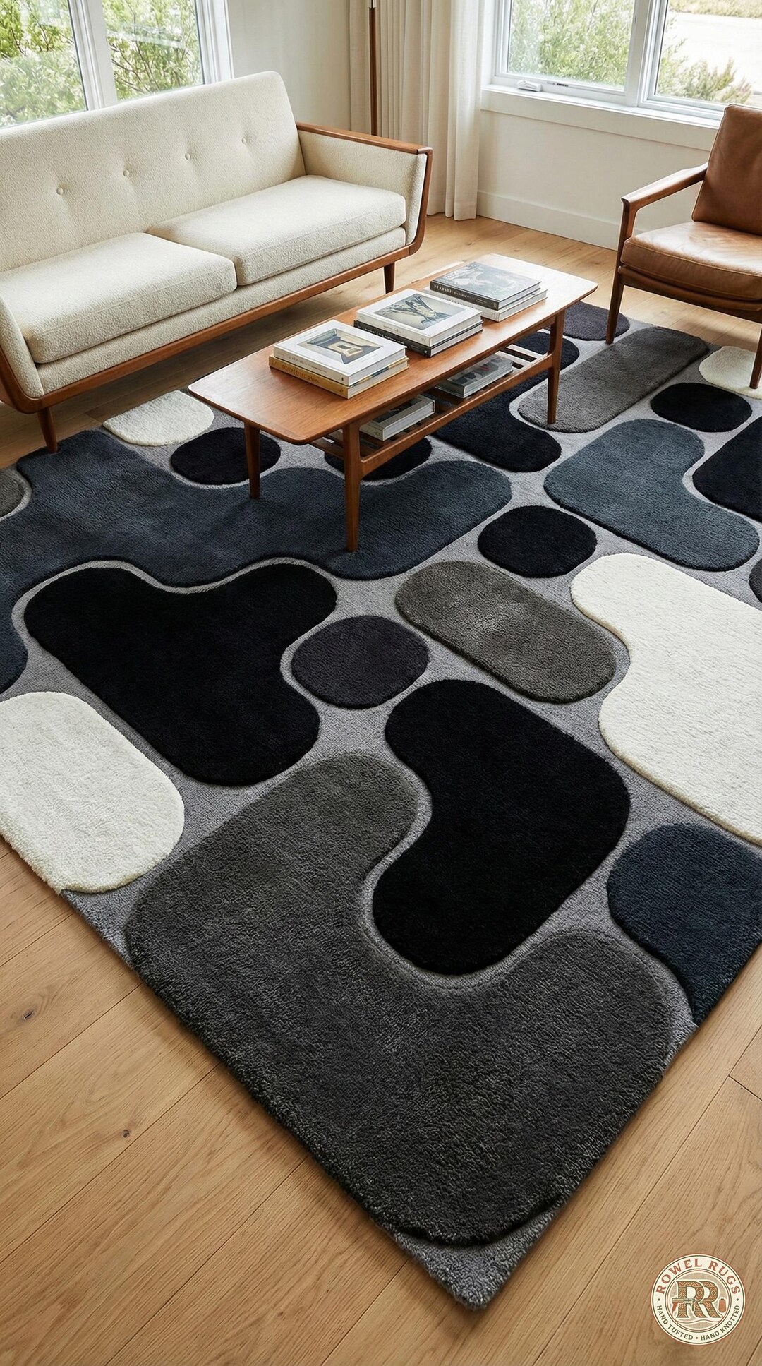 Modern Abstract Hand Tufted Wool Rug, Contemporary Neutral Area Rug - Etsy
