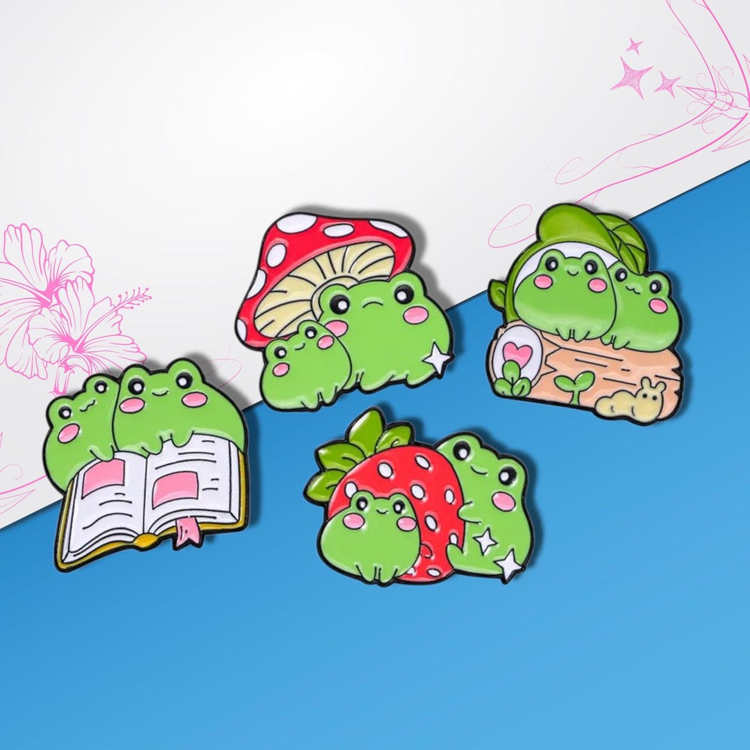 Frog Enamel Pin Set, Playful Frog Animal Lapel Pins Bundle - Etsy