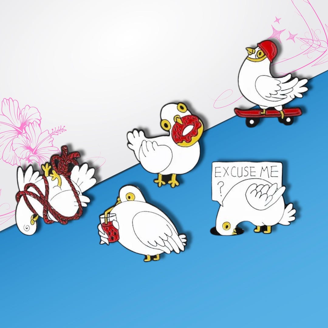 Silly Goose Enamel Pin Set Funny Animal Lapel Pins Bundle - Etsy