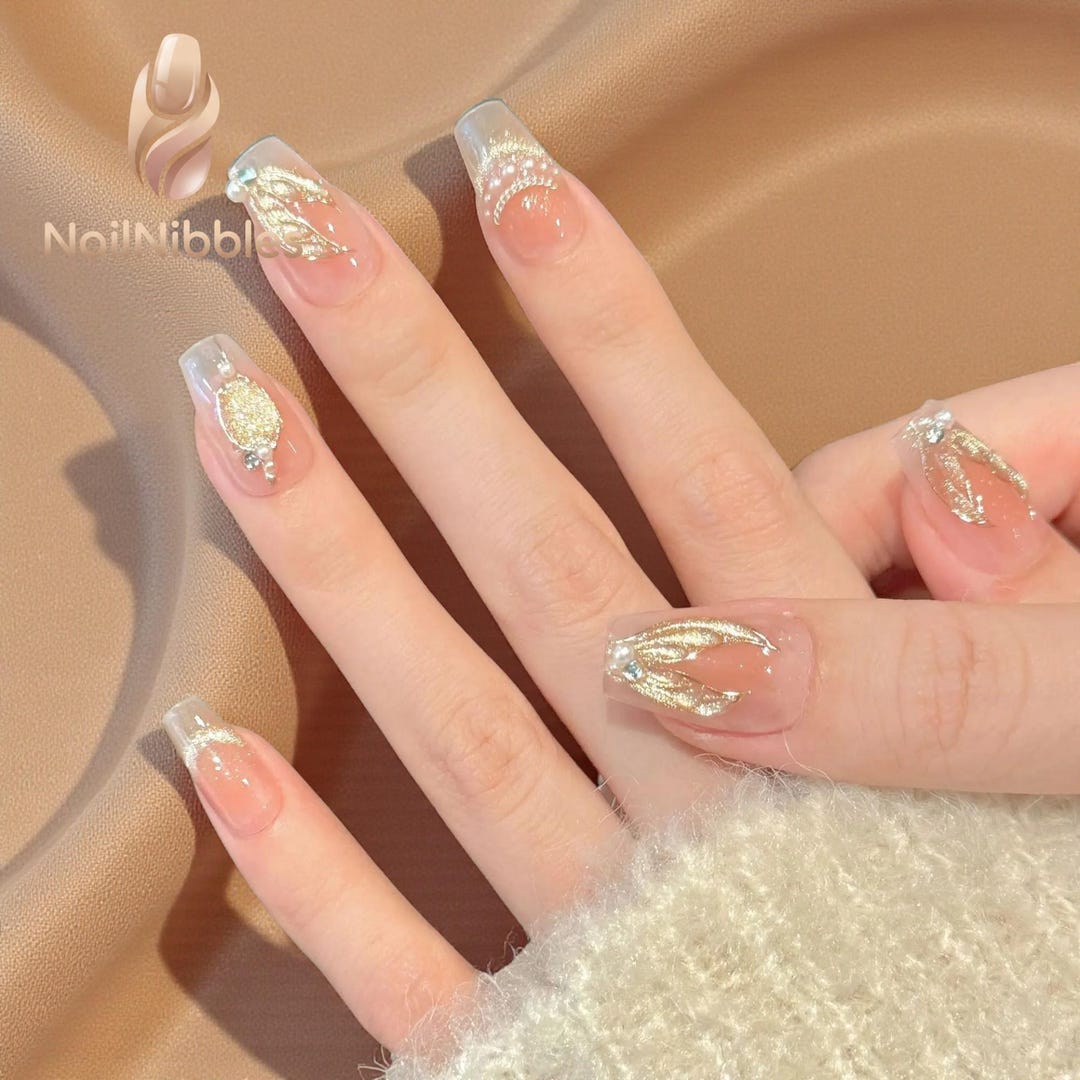 Handmade Press on Nails – Dreamy Mermaid Cat Eye Pearl 10pcs Cute ...