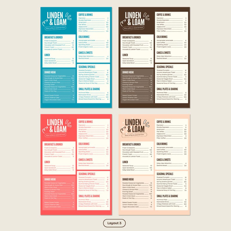 Canva Editable Cafe & Restaurant Menu Templates | 14 Templates | 3 ...