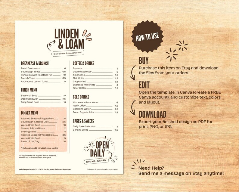 Canva Editable Cafe & Restaurant Menu Templates | 14 Templates | 3 ...
